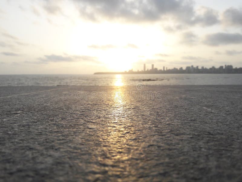 Marine Drive At Sunset. Mumbai, India Stock Photo - Image of asia ...