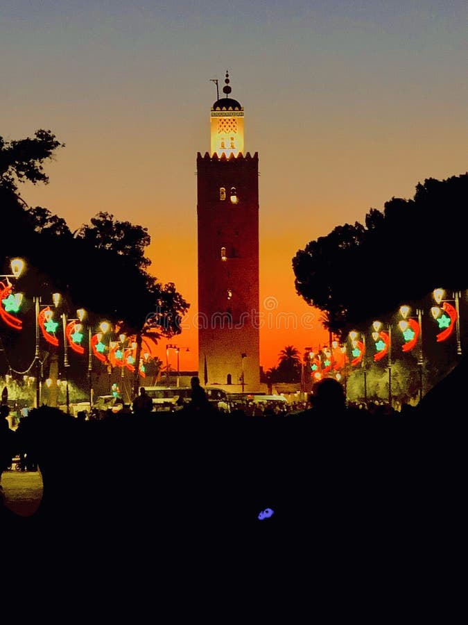 Sunset in Marrakech stock image. Image of golden, sunset - 177976385