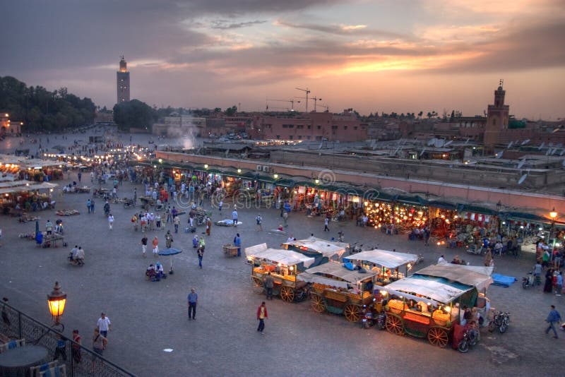 Sunset on marrakesh editorial image. Image of scenic, market - 3724815