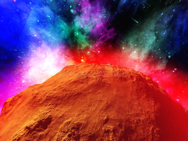 Sunset on Mars, Martian Panorama Stock Illustration - Illustration of ...