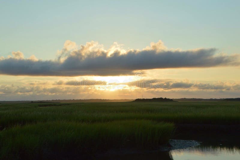 Sunset stock image. Image of marsh, ecosystem, grass - 58296249