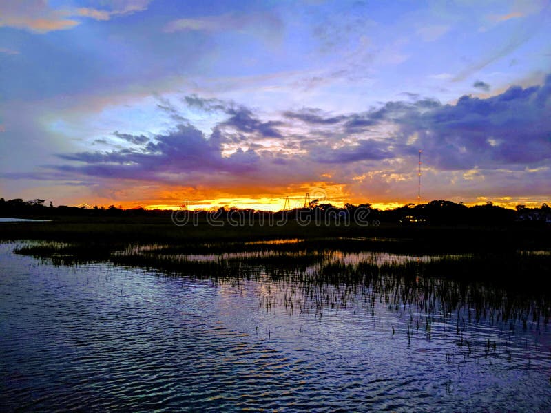 Sunset on the Marsh 2 stock image. Image of sunset, subtle - 44131389