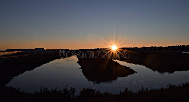 Sunset in the marsh stock photo. Image of beauty, cloud - 50196008