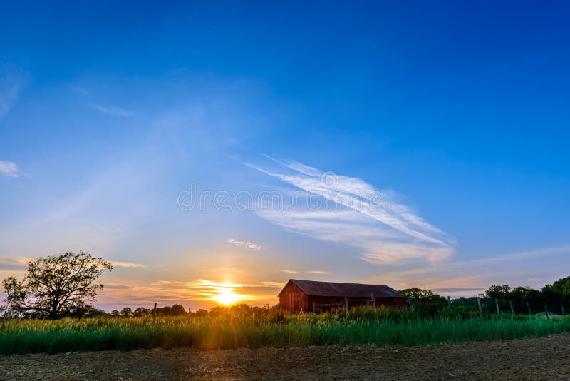 Amish Farm at Sunrise stock photo. Image of green, dutch - 45262390