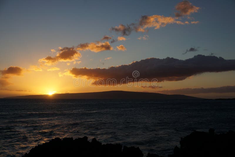Sunset in Maui, Hawaii stock image. Image of island, scenery - 68897211