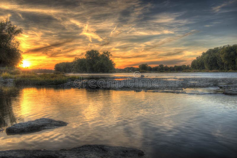 River Rapids Sunset stock image. Image of midwest, maumee - 32971465