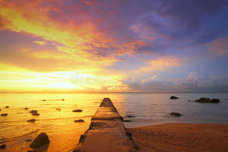 Sunset at Mauritius stock photo. Image of horizon, colourful - 77754098