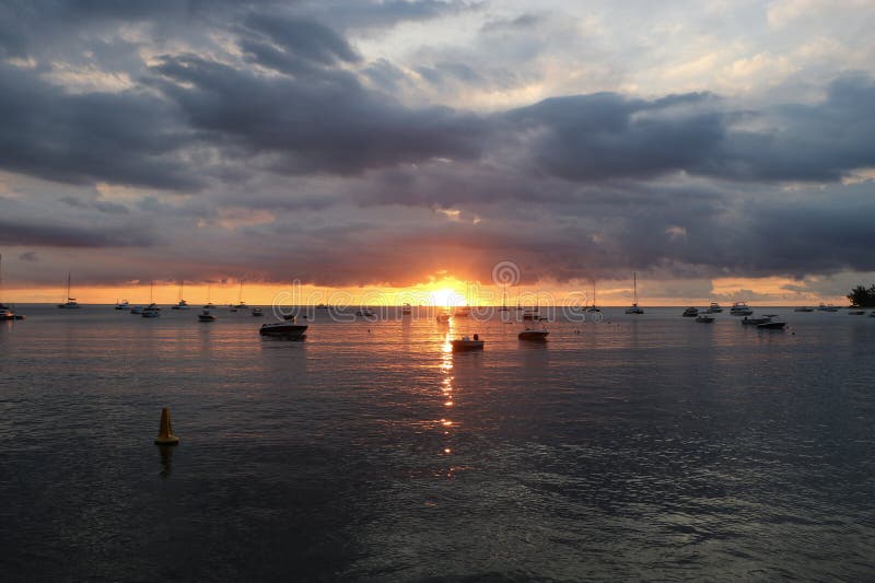 Sunset at Mauritius stock photo. Image of african, boats - 276654316