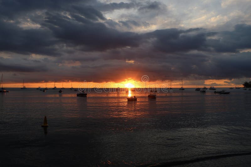 Sunset at Mauritius stock photo. Image of wave, ocean - 276654342