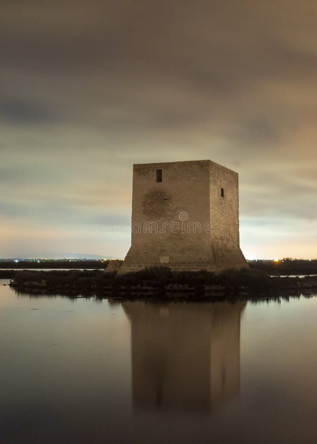 Sunset with a Medieval Tower in the Background Stock Image - Image of ...