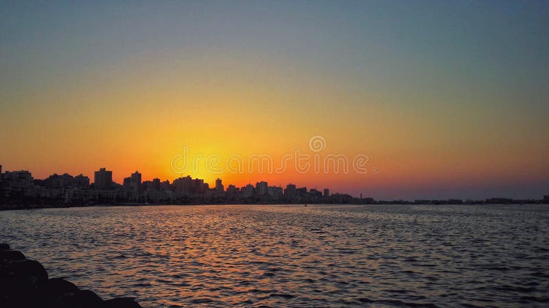 Sunset at the Mediterranean in Alexandria Stock Image - Image of ...