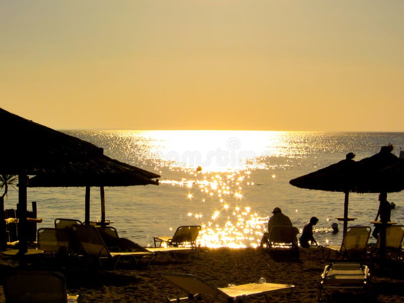 Sunset at Mediterranean Beach Stock Image - Image of scenery, shore ...