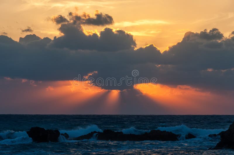 Sunset at the Mediterranean Sea Stock Image - Image of recreation ...
