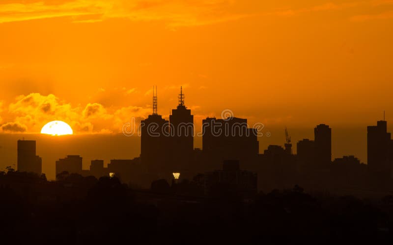 Sunset Melbourne City Skyline Stock Photo - Image of melbourne ...