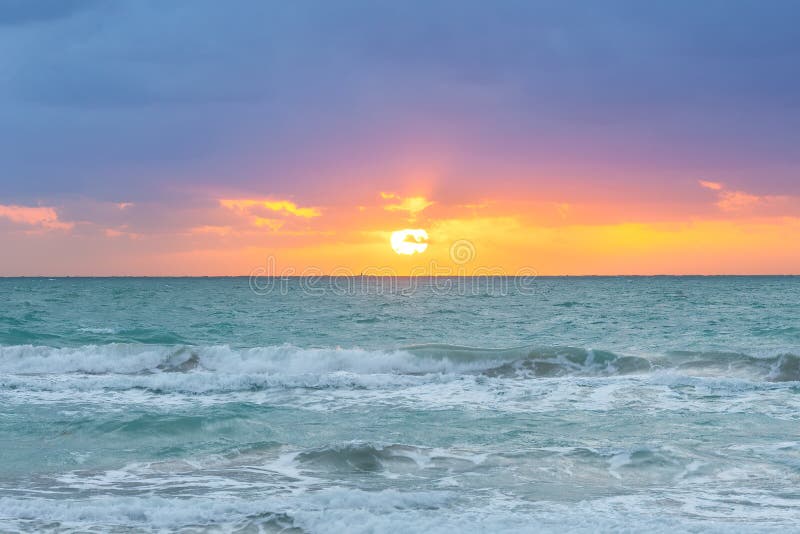 Sunset in Miami Beach stock photo. Image of cloudy, east - 267672644