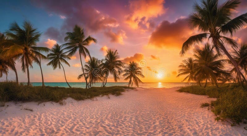 Sunset at the Miami Beach, Miami Beach Scene, Fantastic View of the ...