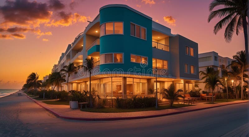 Sunset at the Miami Beach, Miami Beach Scene, Fantastic View of the ...