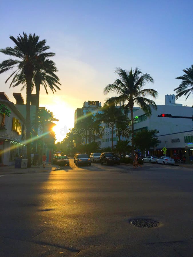Sunset on Miami editorial photo. Image of harbor, atlantic - 234474401