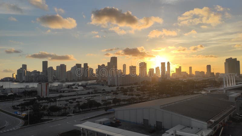 Sunset of Miami Florida, USA Editorial Stock Photo - Image of night ...
