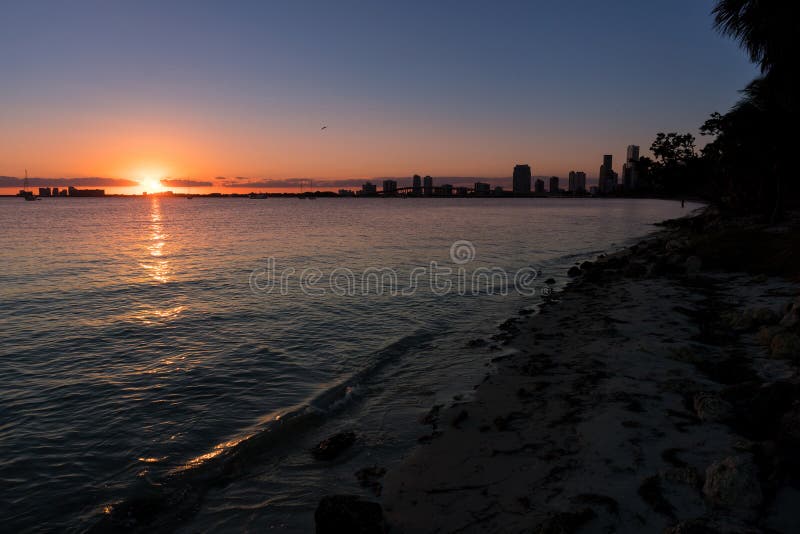 Sunset on Miami editorial photo. Image of harbor, atlantic - 234474401