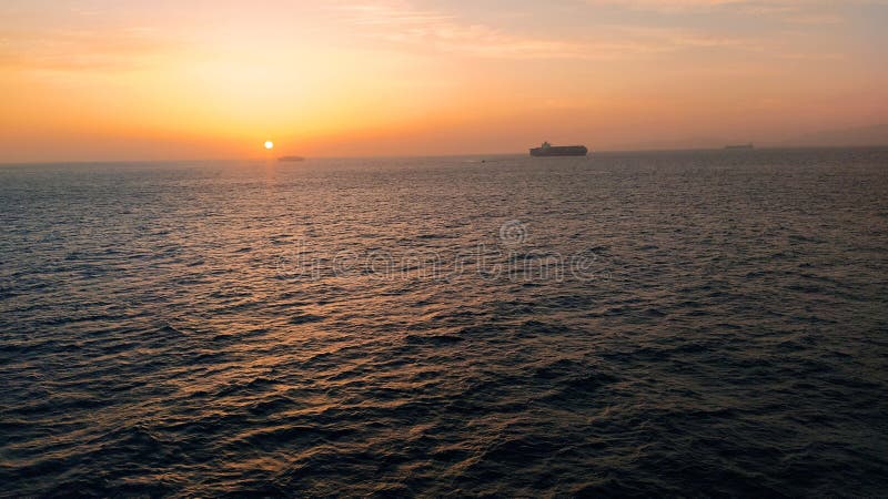 Sunset in the Middle of the Ocean Stock Image - Image of nature, boat ...