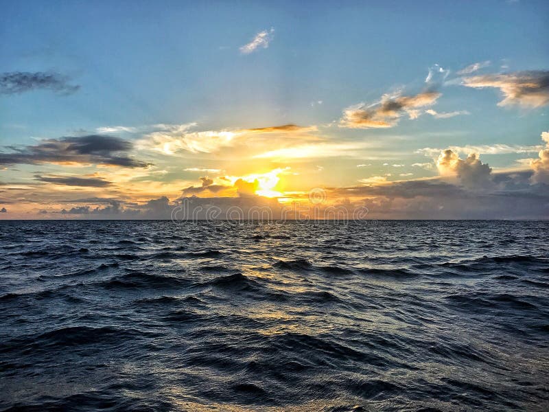 Sunset in the Middle of the Ocean Stock Image - Image of middle ...