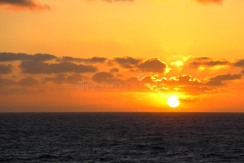 Sunset in the Middle of the Pacific Ocean Stock Image - Image of ...