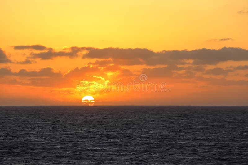 Sunset in the Middle of the Pacific Ocean Stock Photo - Image of ship ...