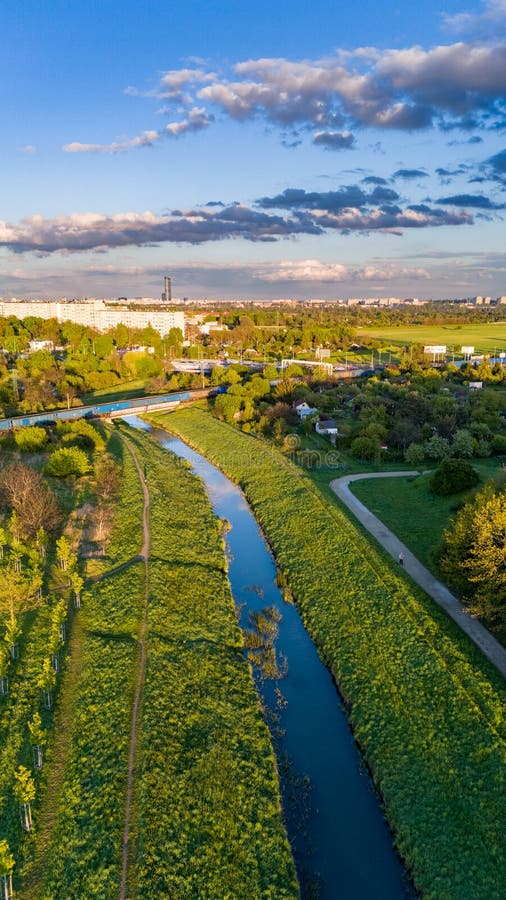 Sunset in Millenium Park Wroclaw Stock Photo - Image of niebo, budowa ...