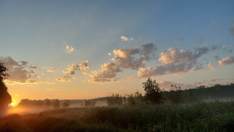 Sunset mist moorland stock image. Image of skies, clouds - 337087361
