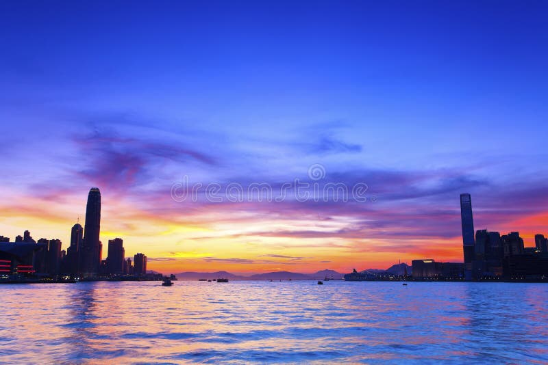 Sunset modern city stock photo. Image of color, cityscape - 33554108