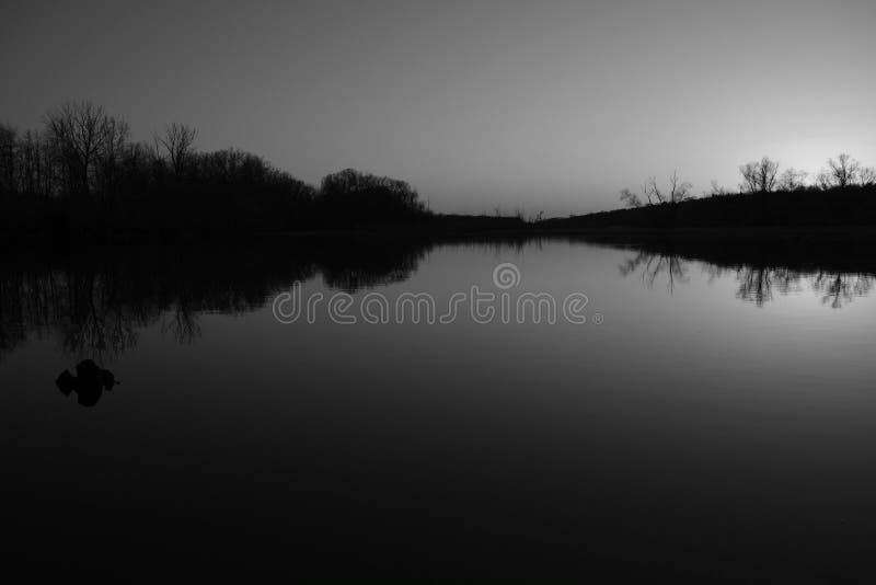 Sunset in monochrome stock image. Image of brook, peaceful - 61415317