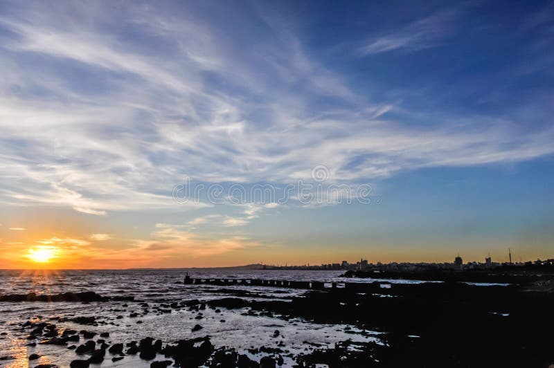 Sunset in Montevideo, Uruguay Stock Image - Image of blue, outdoor ...