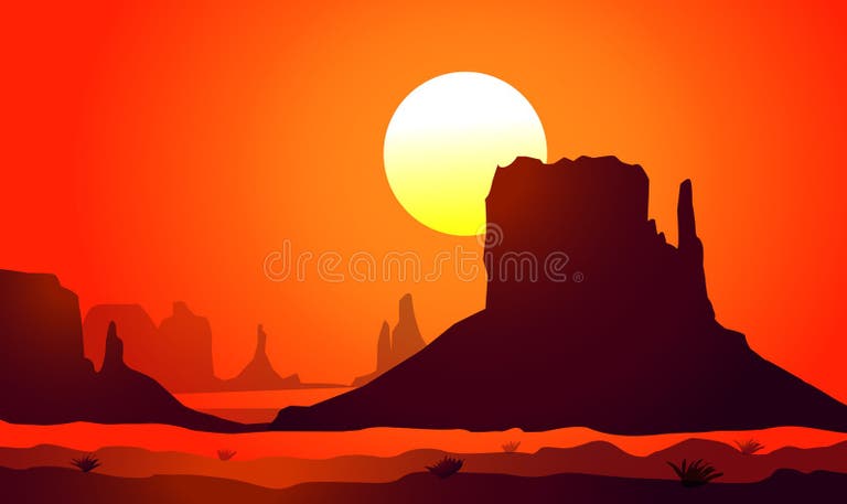 Sunset Monument Valley Arizona Vector Stock Illustrations – 88 Sunset ...