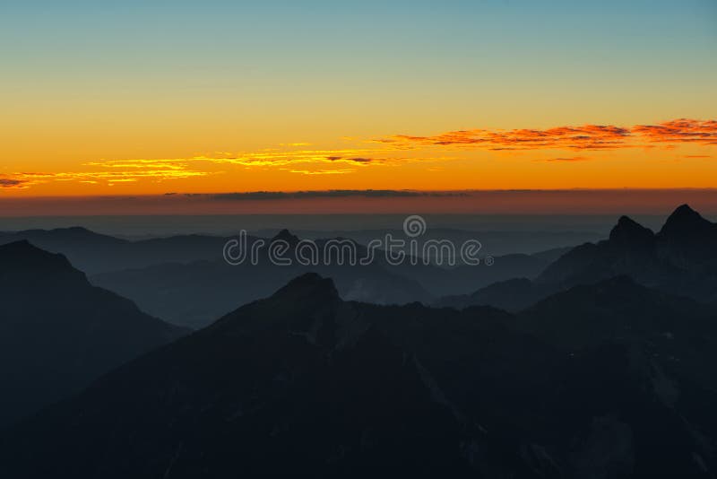 Sunset Mood in Austrian Mountains Stock Image - Image of evening ...