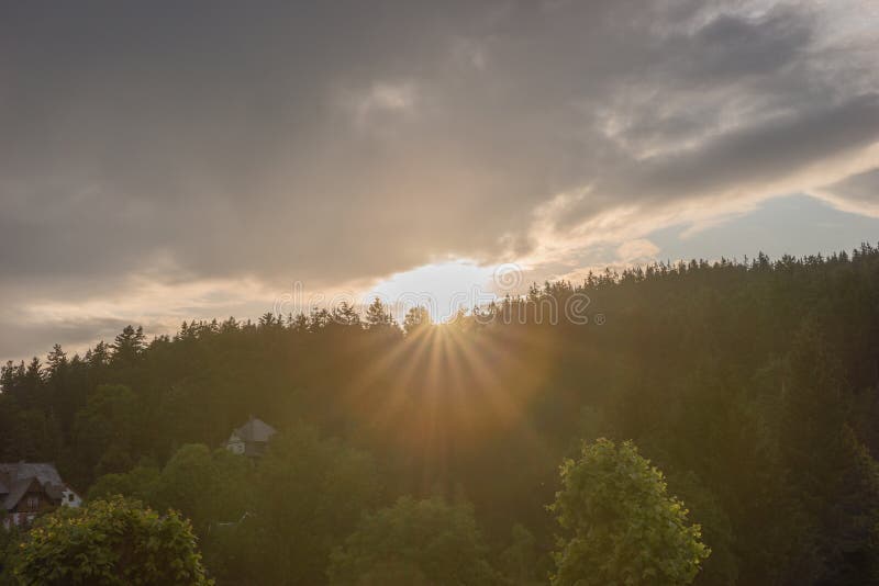Sunset Mood on Top of Mountain Stock Image - Image of natural, summer ...