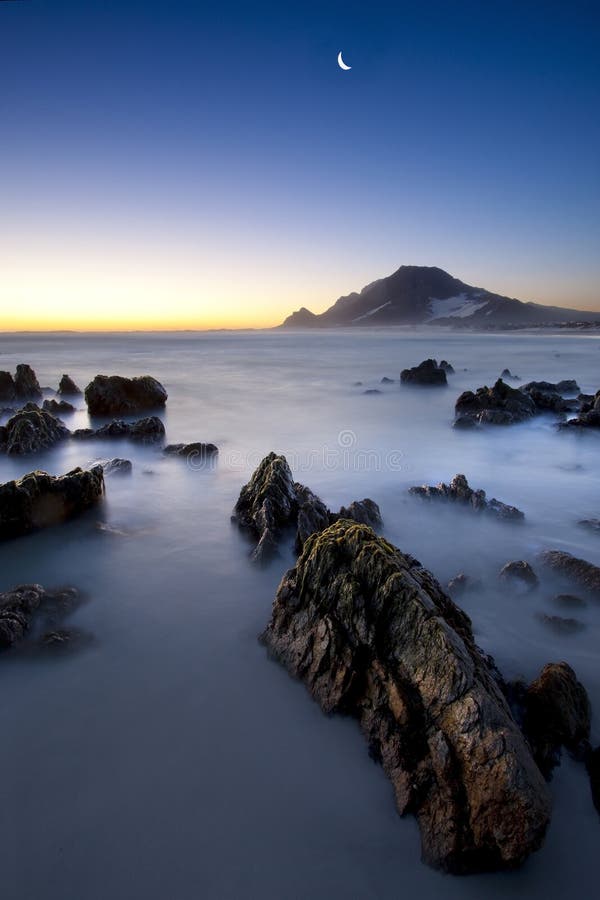 Sunset Moon stock image. Image of mountain, ocean, sunset - 13494205