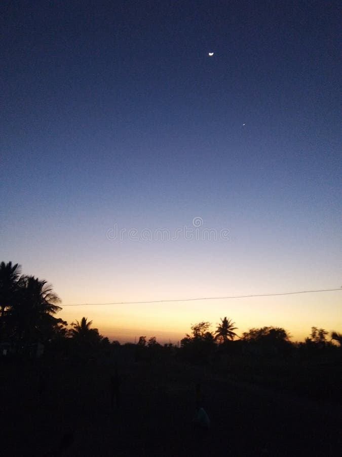 Sunset and moon stock image. Image of moon, sunset, star - 181073289