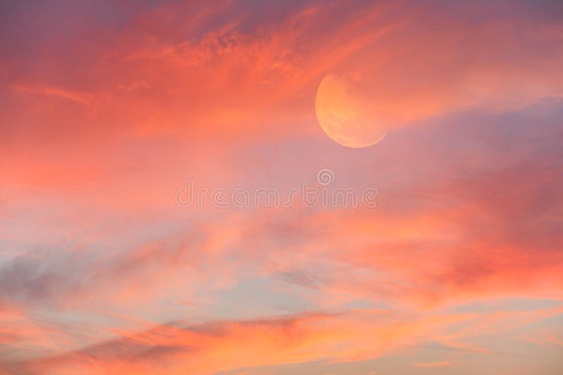 Sunset Moon Clouds stock photo. Image of concept, daytime - 188938798