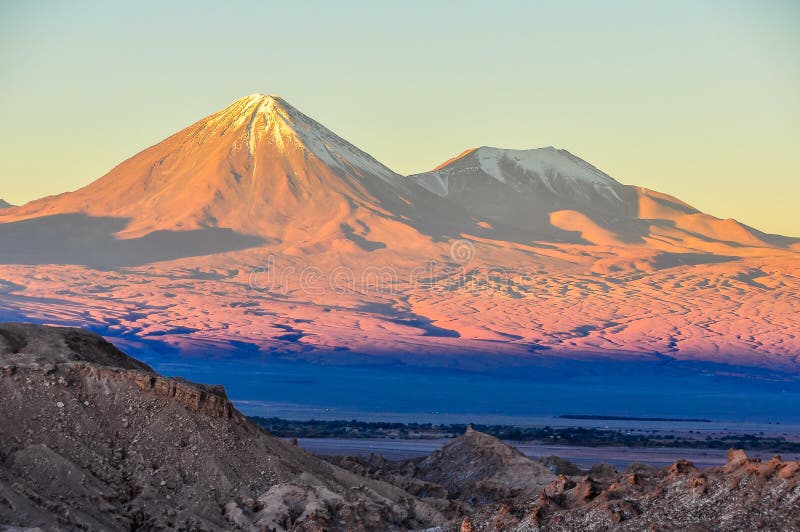 Sunset in the Moon Valley in the Atacama Desert, Chile Stock Photo ...