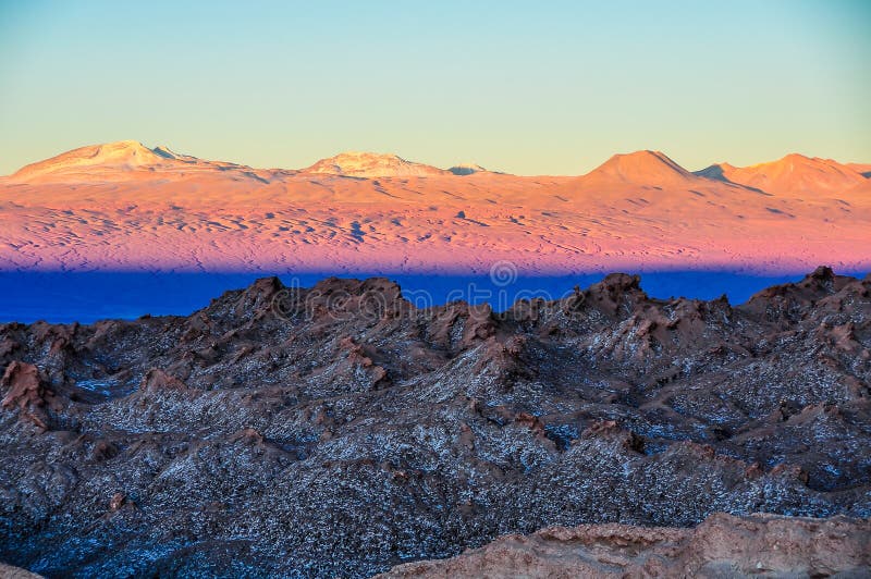Sunset in the Moon Valley in the Atacama Desert, Chile Stock Photo ...