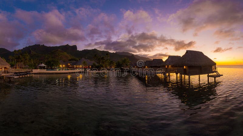 Sunset in Moorea, French Polynesia Stock Image - Image of cloud, coast ...