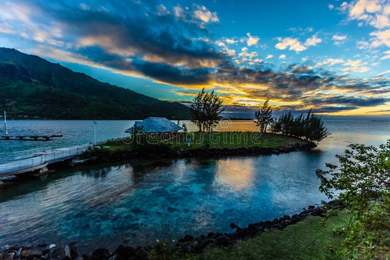 Moorea Sunset, Tahiti Island, French Polynesia, Close To Bora-Bora ...
