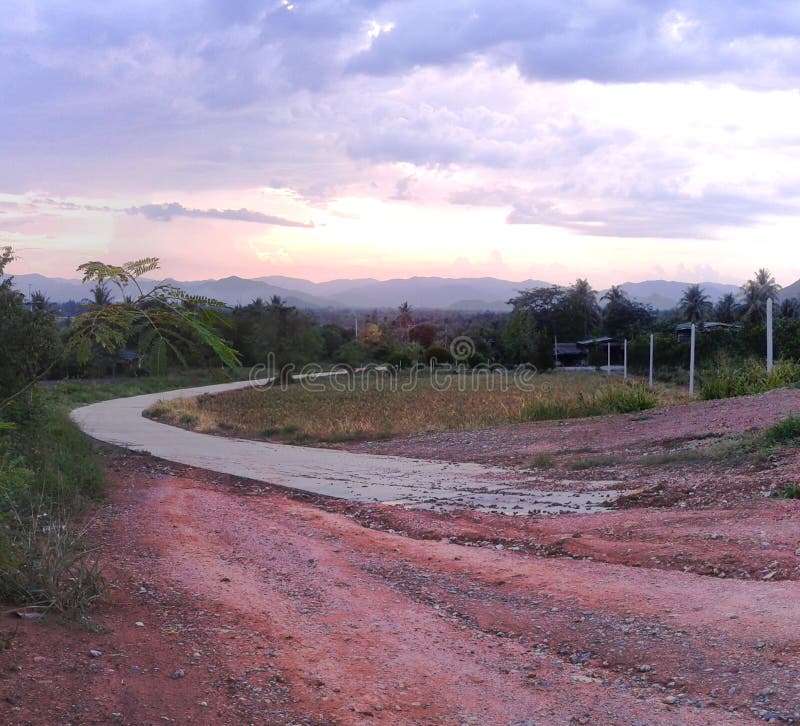 Sunset More Nimbus and Curved Path Stock Image - Image of cloud, field ...