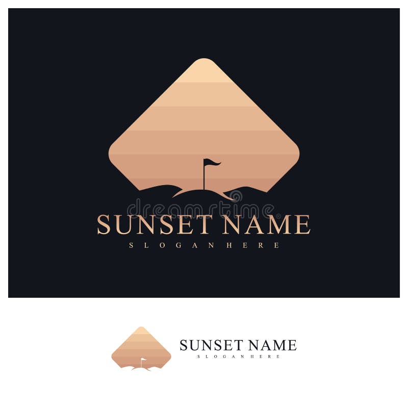 Sunset Mount Logo Design Vector Template, Golf Mount Logo Concepts ...