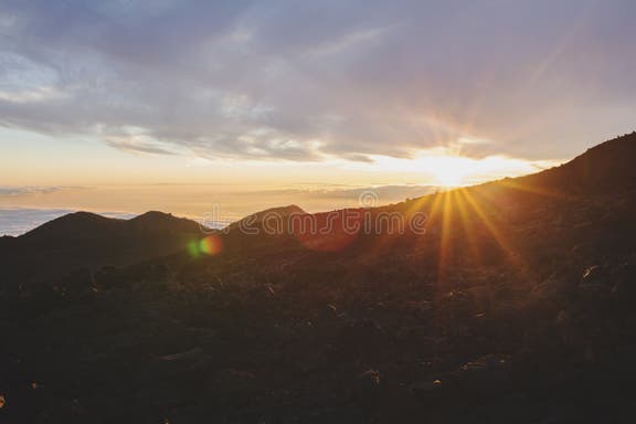 Sunset in Mount Teide Valley Stock Photo - Image of mount, travel ...