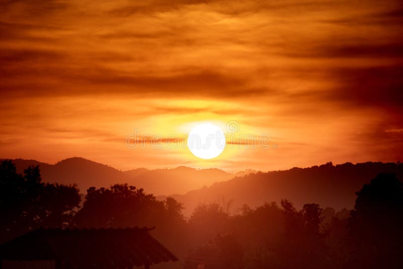 Sunset on the Top of the Mountain Stock Image - Image of mountain ...