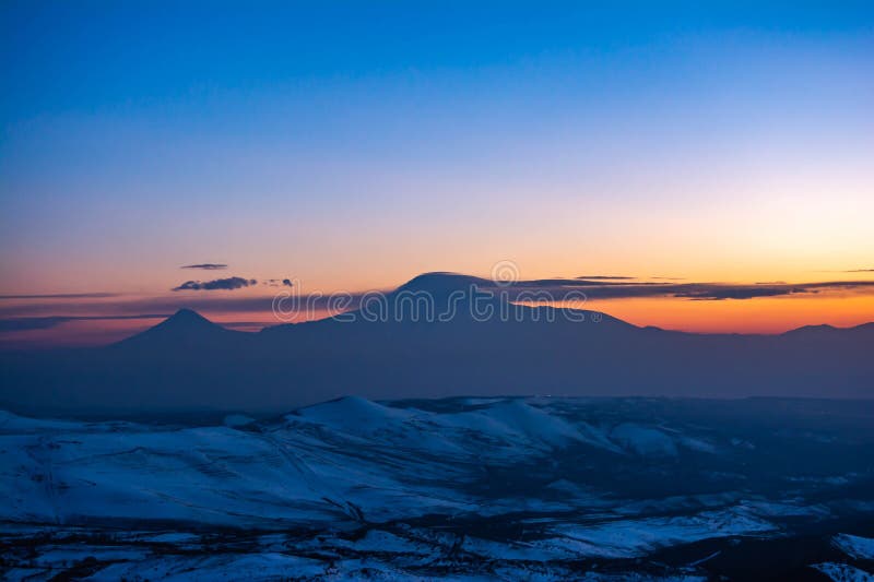 Sunset and Mountain. Beautiful Landscape with Mountain and Sunset Stock ...