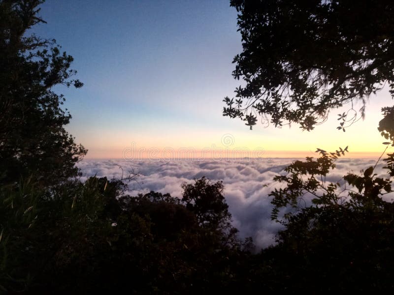 Sunset from Mountain Climbing Path Stock Photo - Image of horizon, tree ...