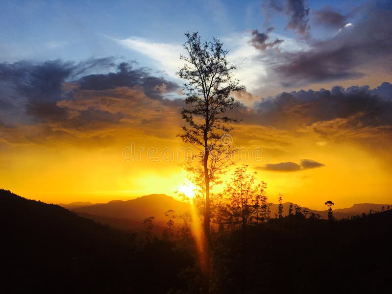 Sunset mountain stock image. Image of sunset, alone, evening - 90696395